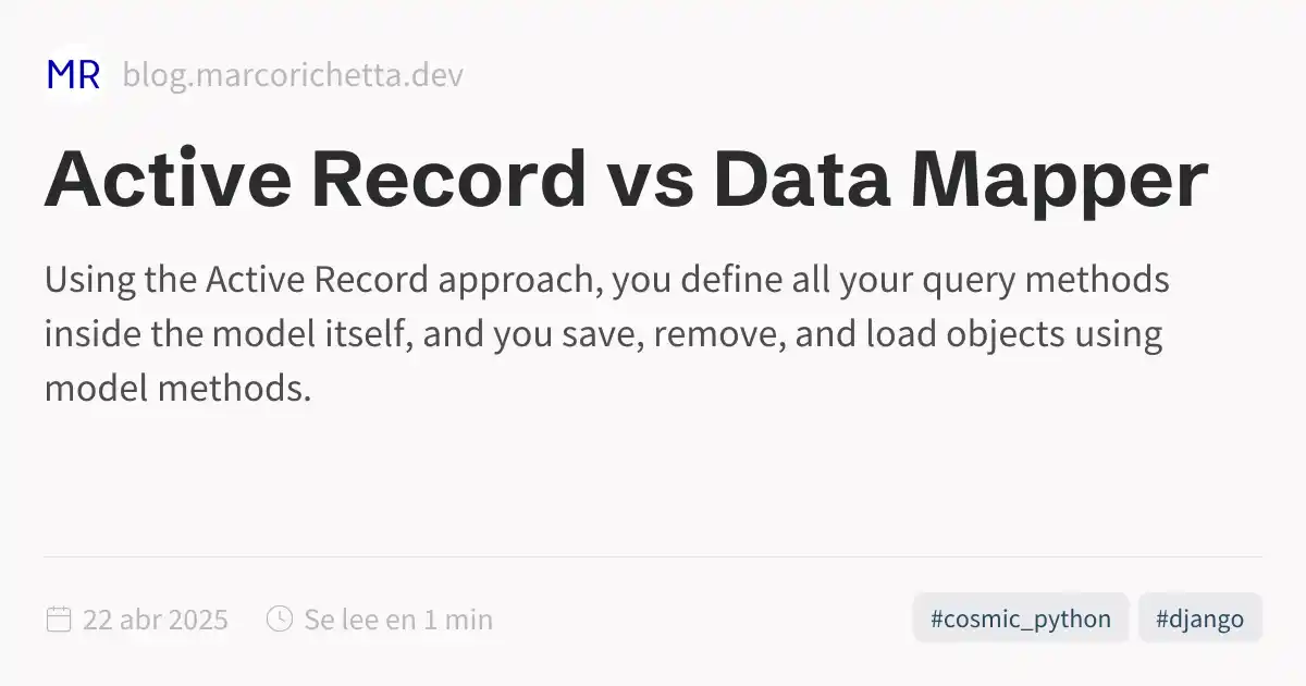 Active Record vs Data Mapper